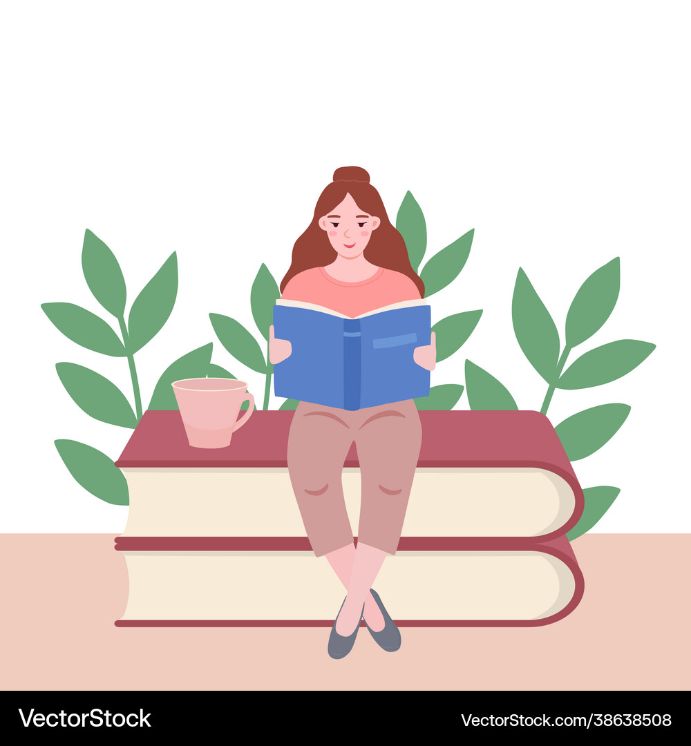 Concept reading with a young woman Royalty Free Vector Image