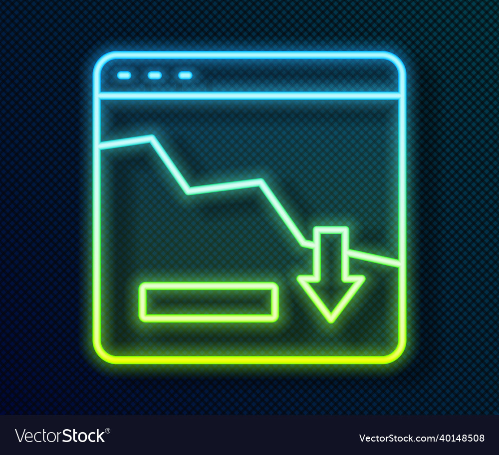 Glowing neon line financial growth decrease icon Vector Image