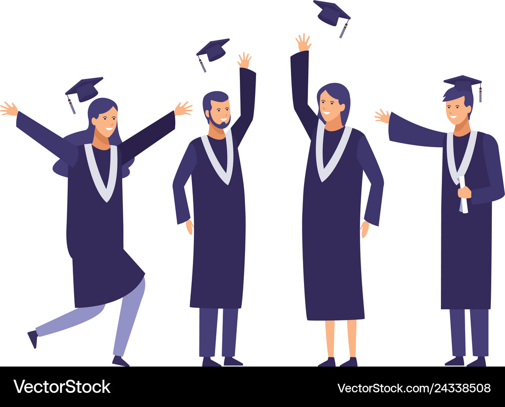 Graduation celebration girls Royalty Free Vector Image
