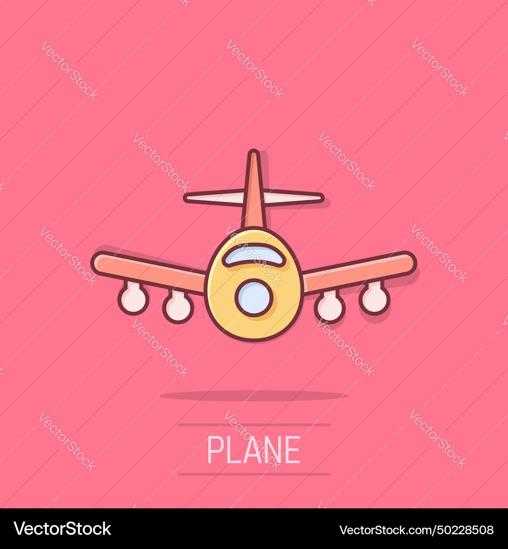 Plane icon in comic style airplane cartoon Vector Image
