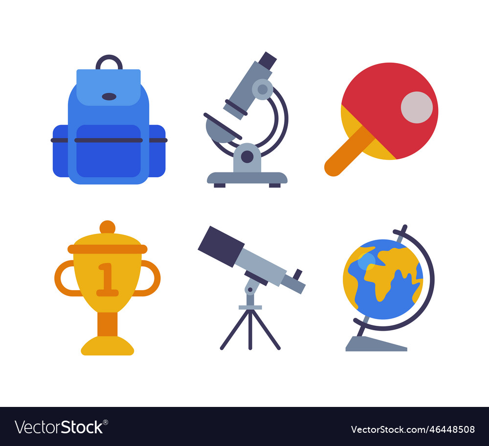 School education object with backpack microscope Vector Image