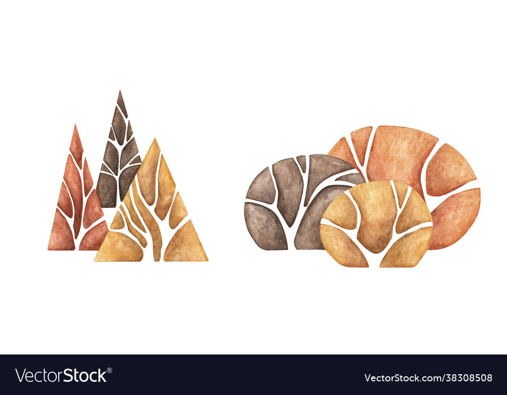 Set abstract forest trees Royalty Free Vector Image