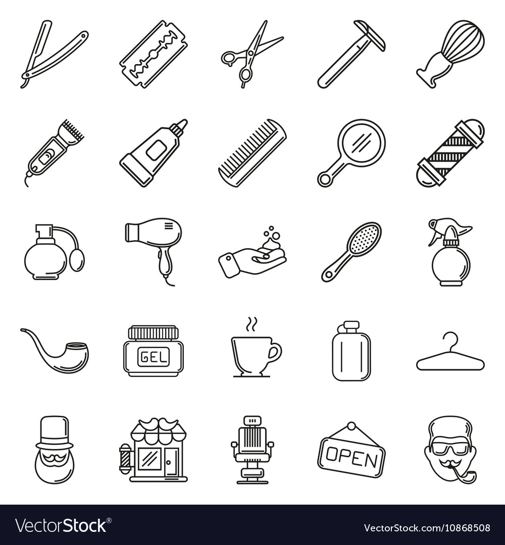 Set barber shop elements Royalty Free Vector Image