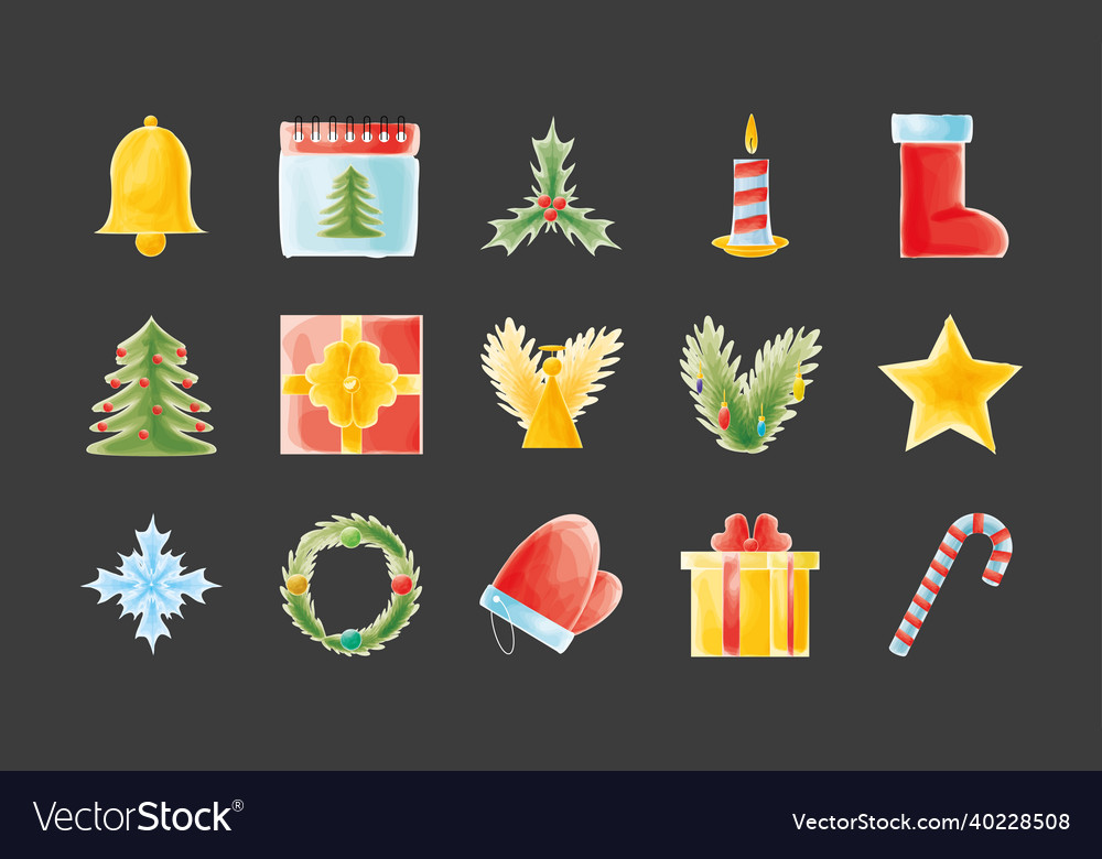 Set icons christmas Royalty Free Vector Image - VectorStock