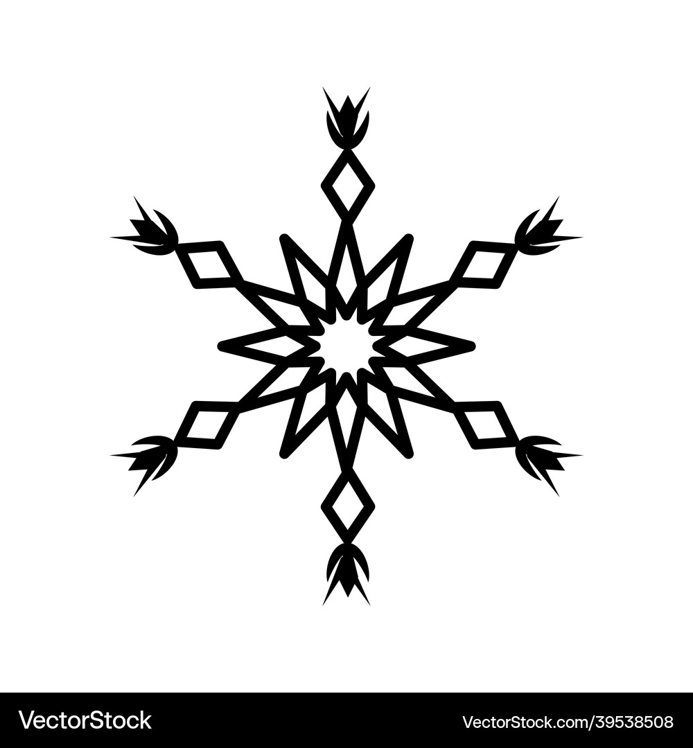 Simple snowflake of black lines Royalty Free Vector Image