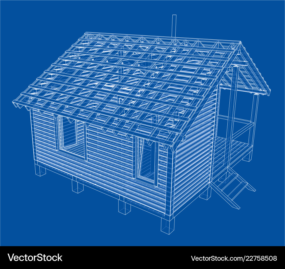 Sketch of small house rendering 3d Royalty Free Vector Image