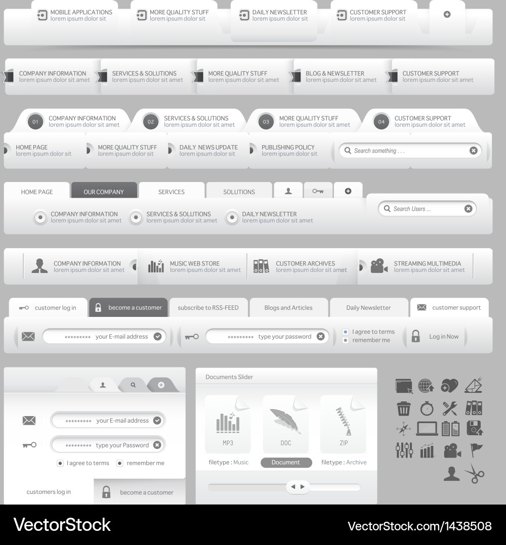 Web site design menu navigation Royalty Free Vector Image