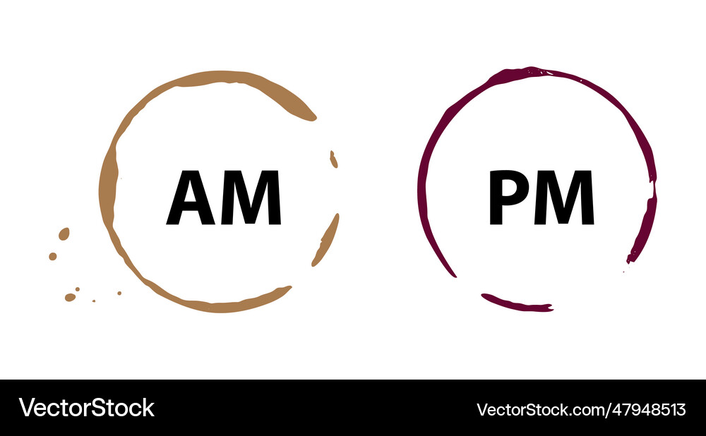 Am pm icon morning coffee time evening wine Vector Image