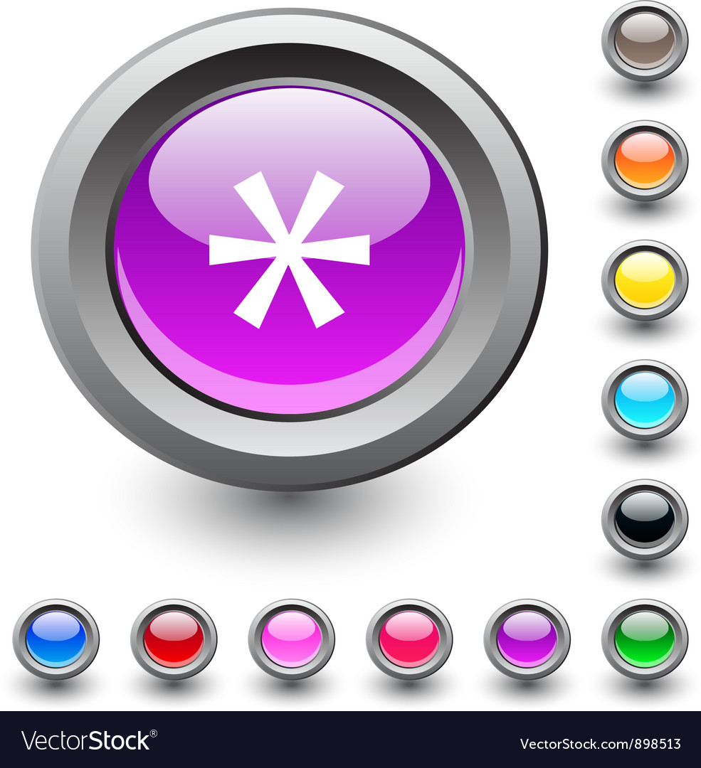 Asterisk round button Royalty Free Vector Image