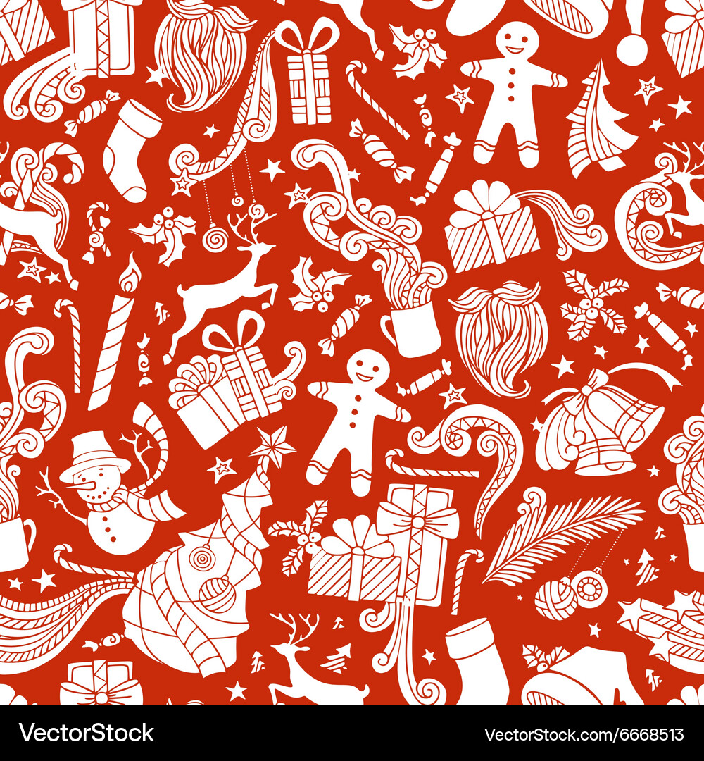 Boundless red and white cartoon christmas Vector Image
