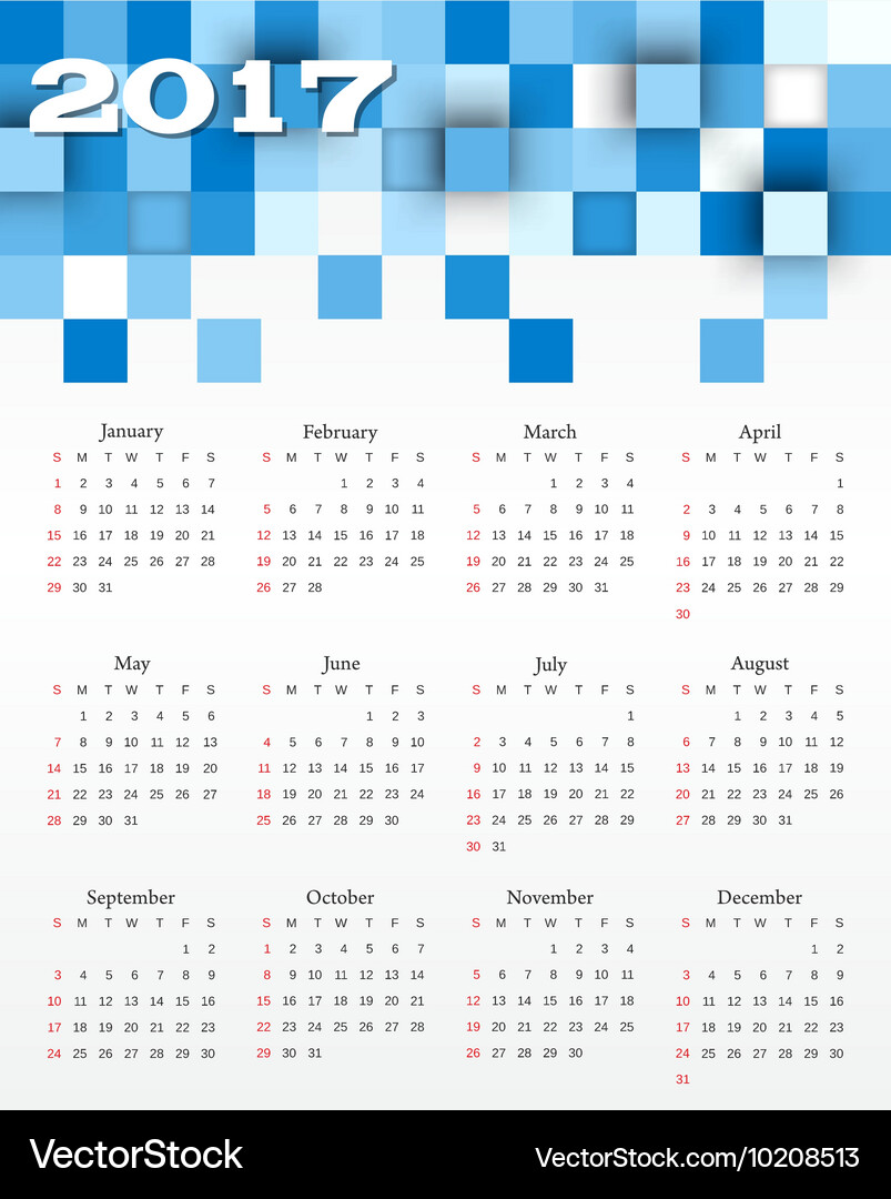 Calendar with blue squares Royalty Free Vector Image