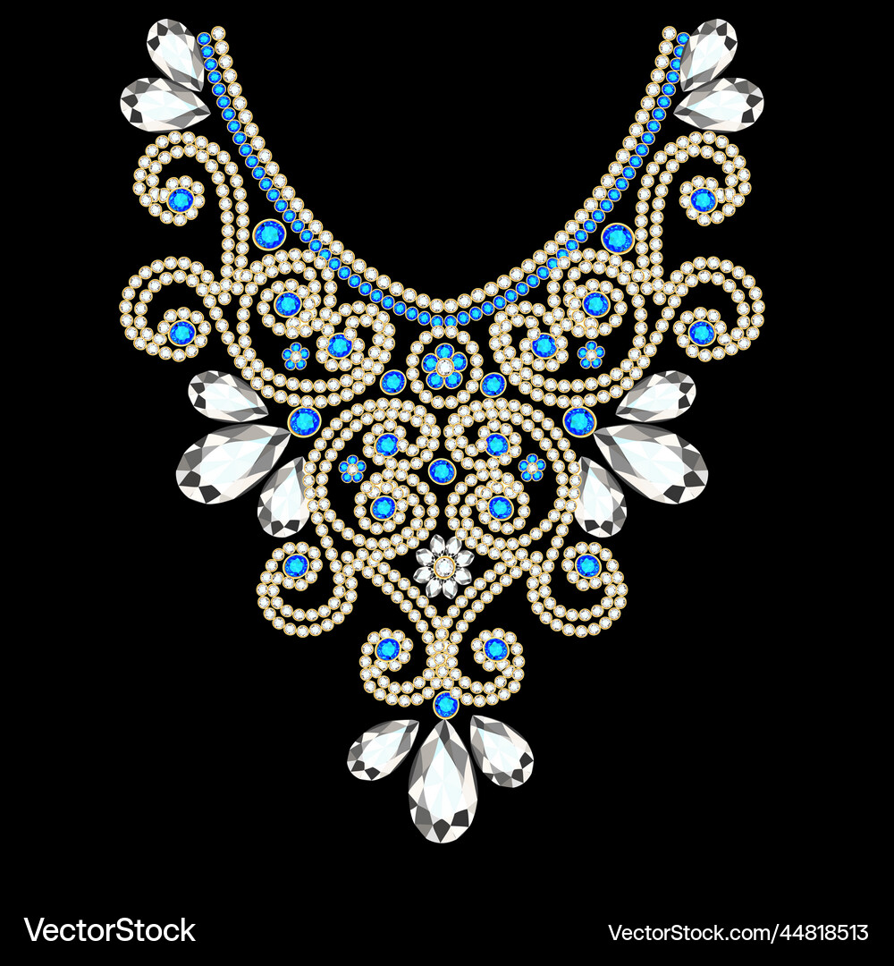 Collar neck decoration with rhinestones Royalty Free Vector