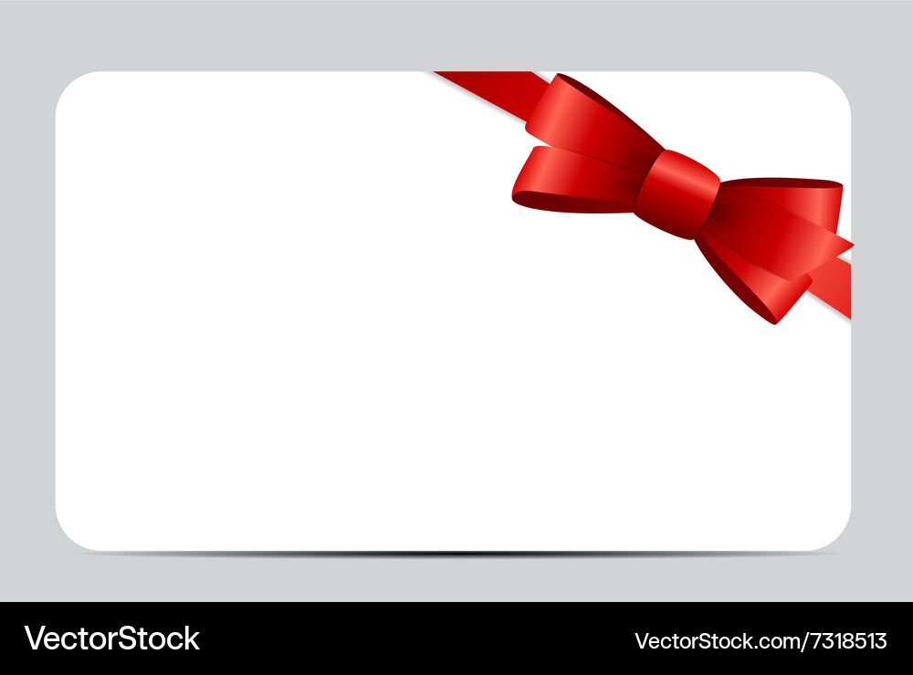 Gift card set with red ribbon and bow Royalty Free Vector