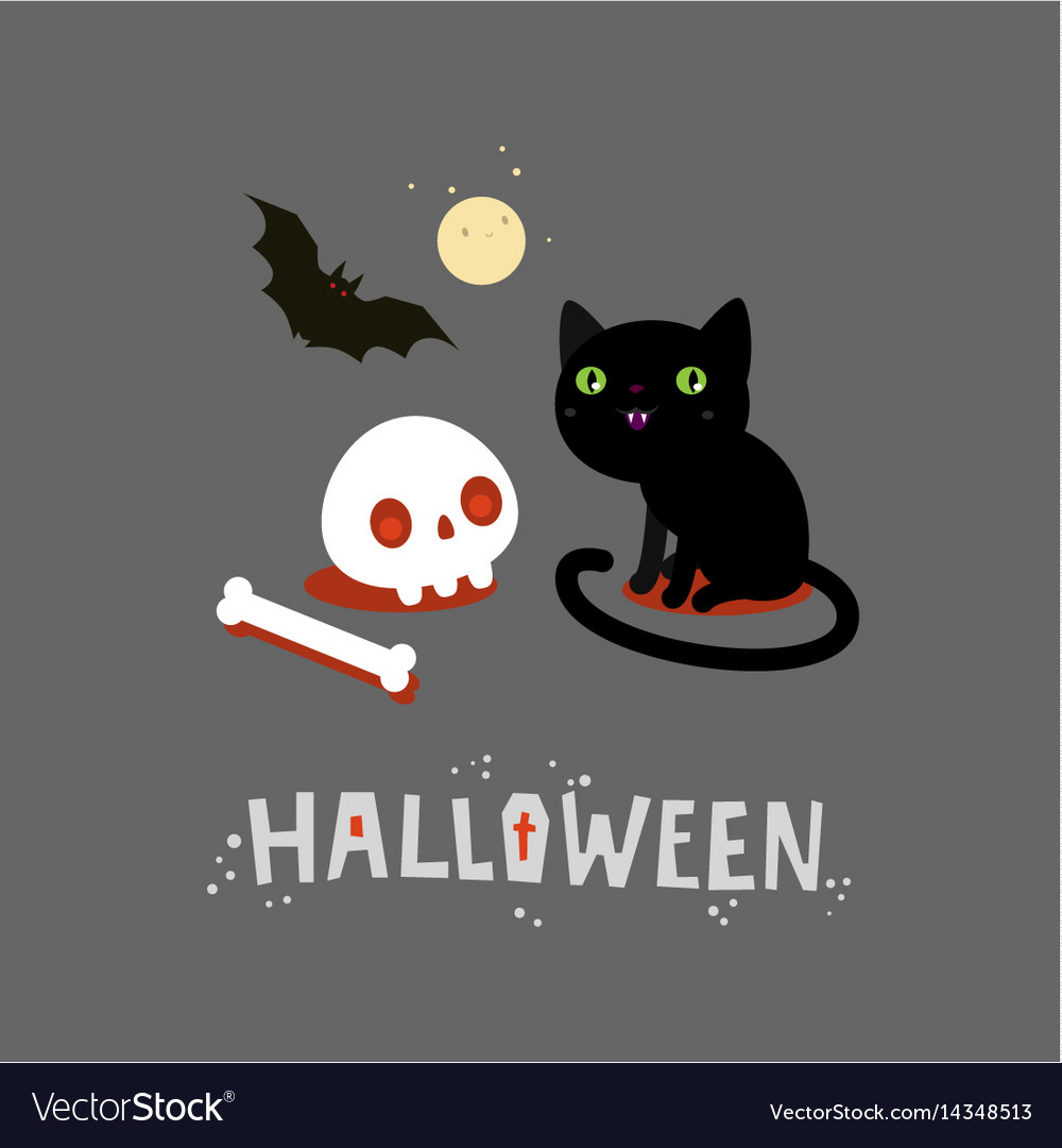 Halloween black cat poster flyer banner Royalty Free Vector