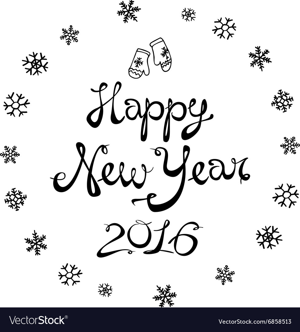Happy new 2016 year holiday with lettering Vector Image