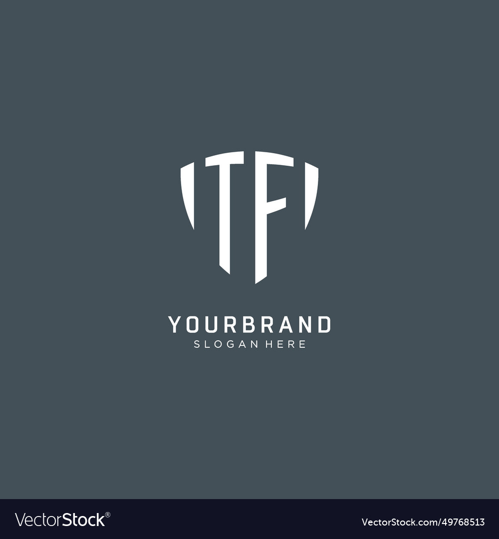 Initials tf logo shield guard shape creative logo Vector Image