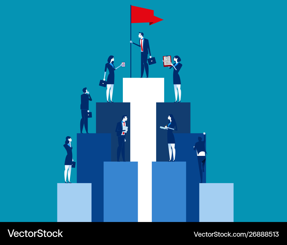 Market peak teamwork and partnership working to Vector Image
