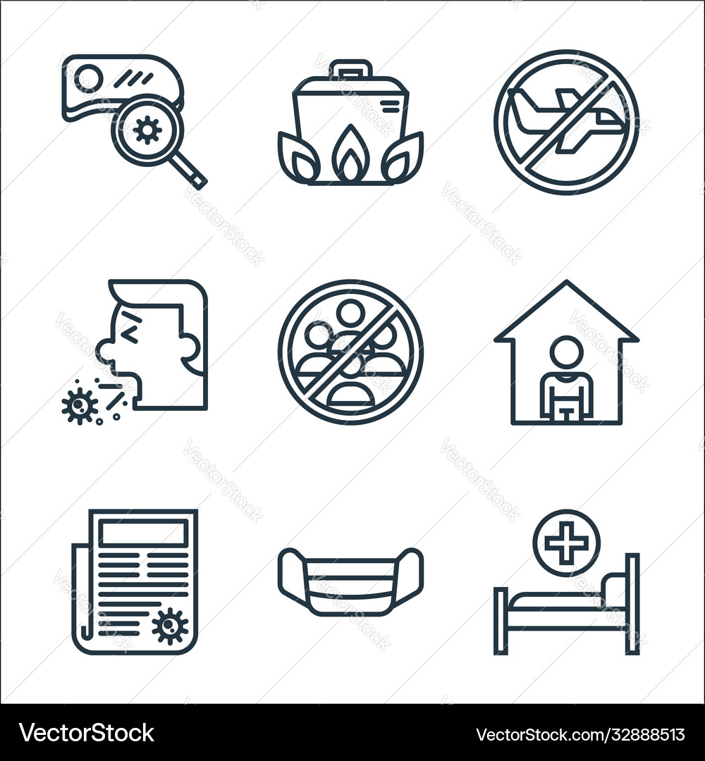 Pandemic line icons linear set quality line set Vector Image
