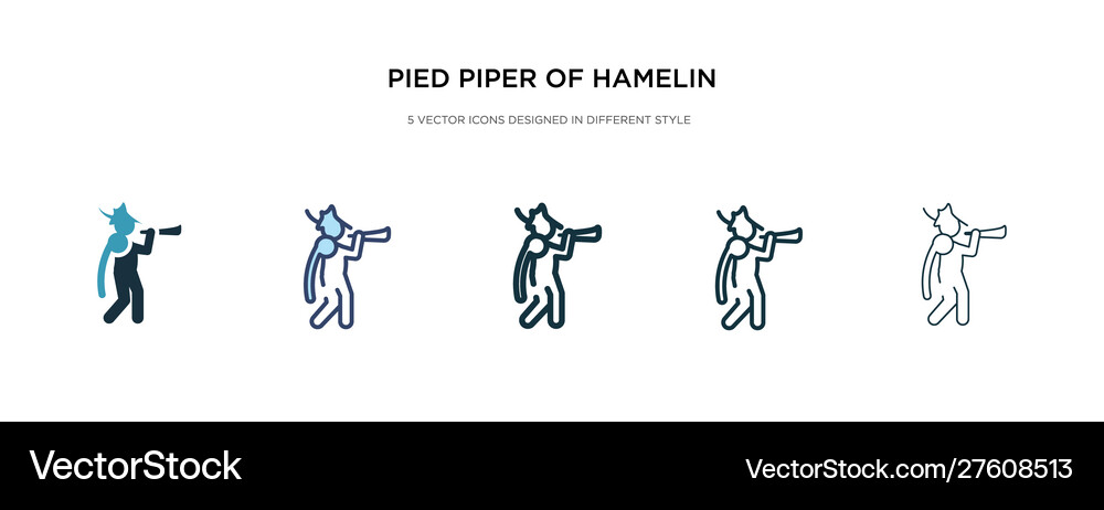 Pied piper hamelin icon in different style Vector Image