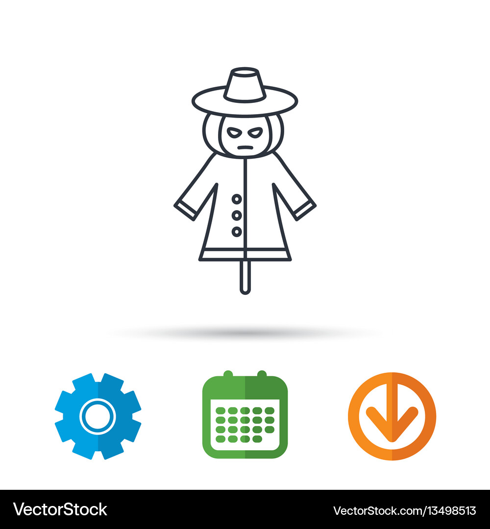 Scarecrow icon human with pumpkin head sign Vector Image