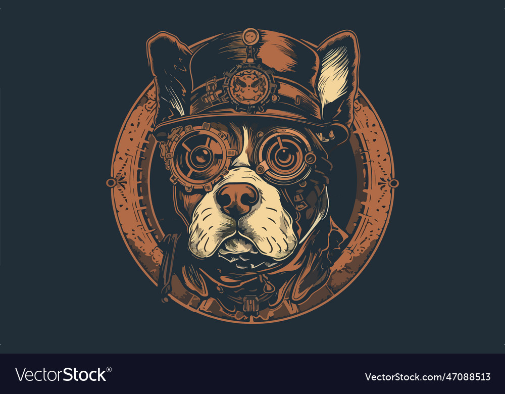 Steampunk dog vintage Royalty Free Vector Image