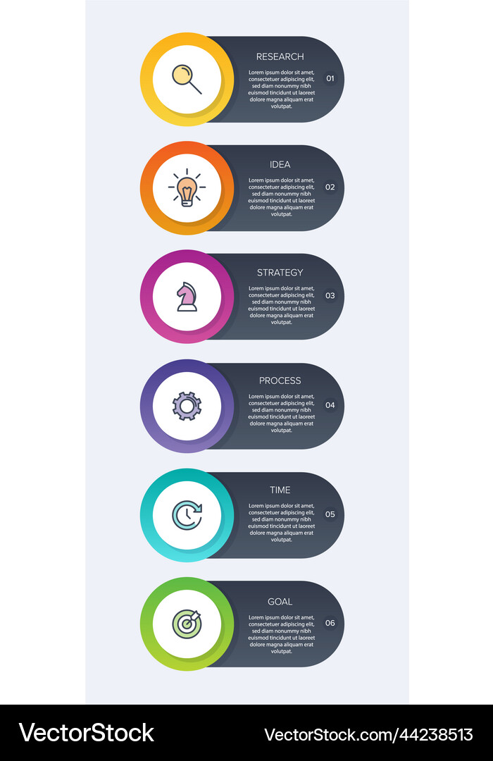 Vertical infographic design with icons and 6 Vector Image