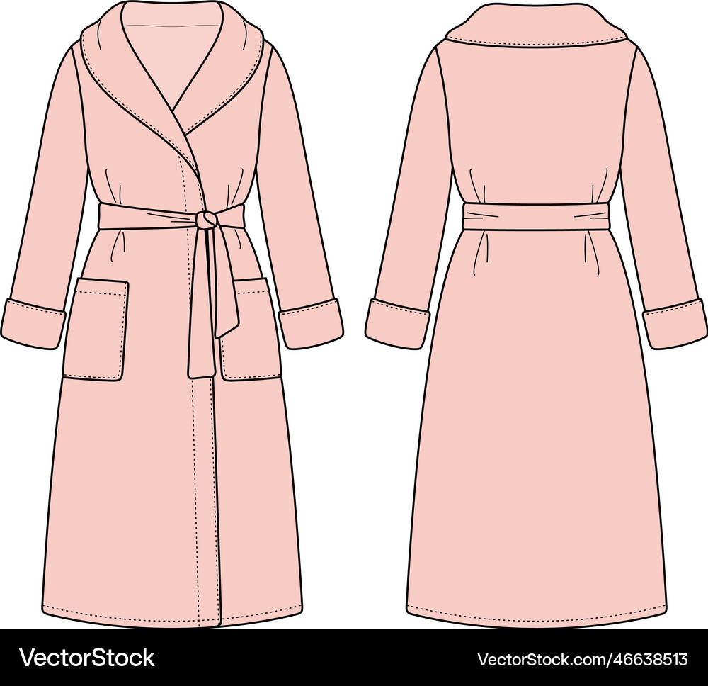 Womans bathrobe front and back fashion cad Vector Image