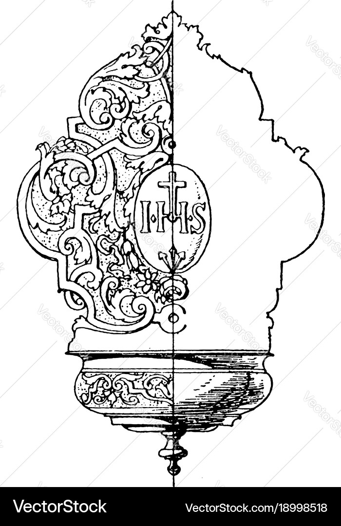 17th century stoup vintage Royalty Free Vector Image