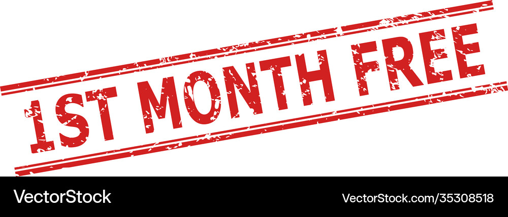 1st month free watermark with grunged surface Vector Image