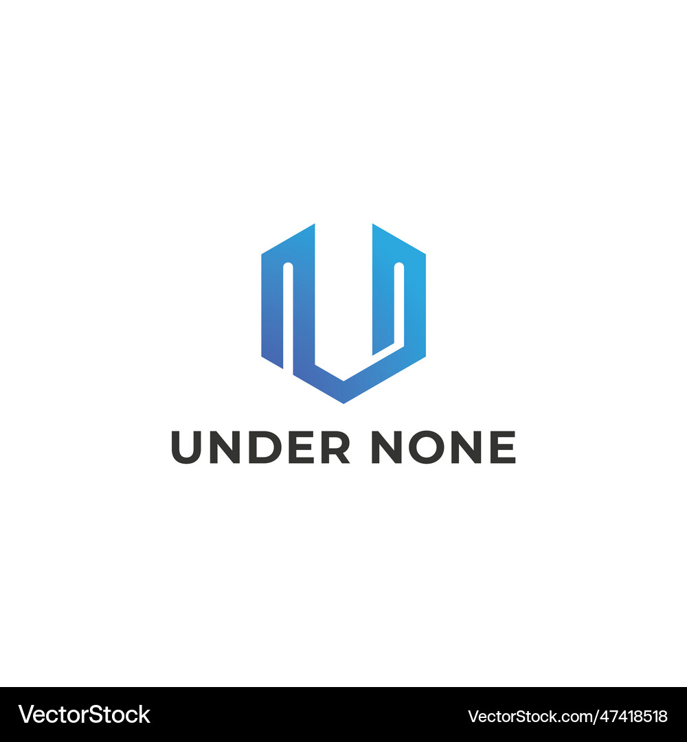 Abstract initial letter un or nu logo in blue Vector Image