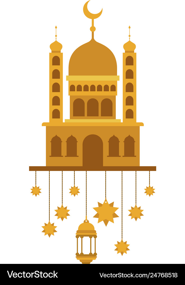 Arabic castle with moon and decoration hanging Vector Image