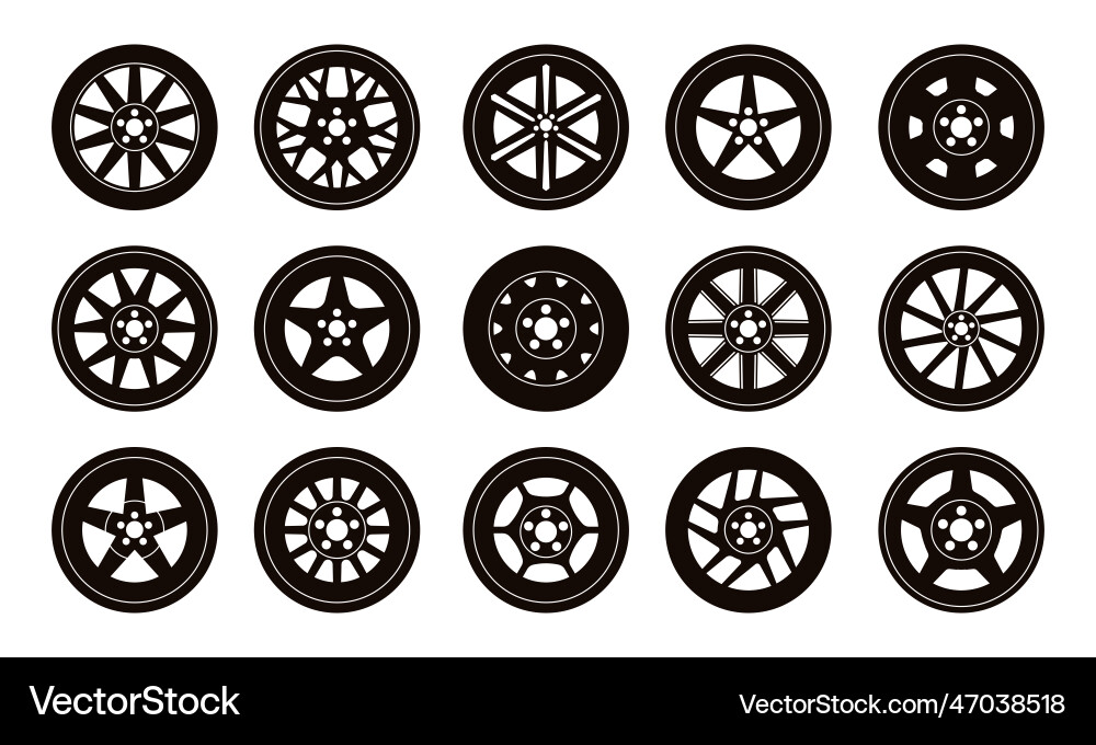 Black car rims automobile disc silhouette Vector Image
