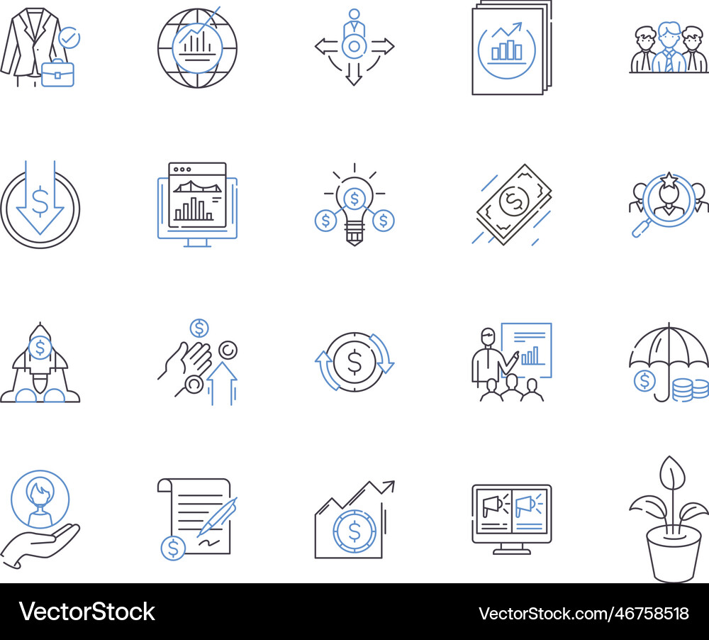 Business statistics outline icons collection Vector Image