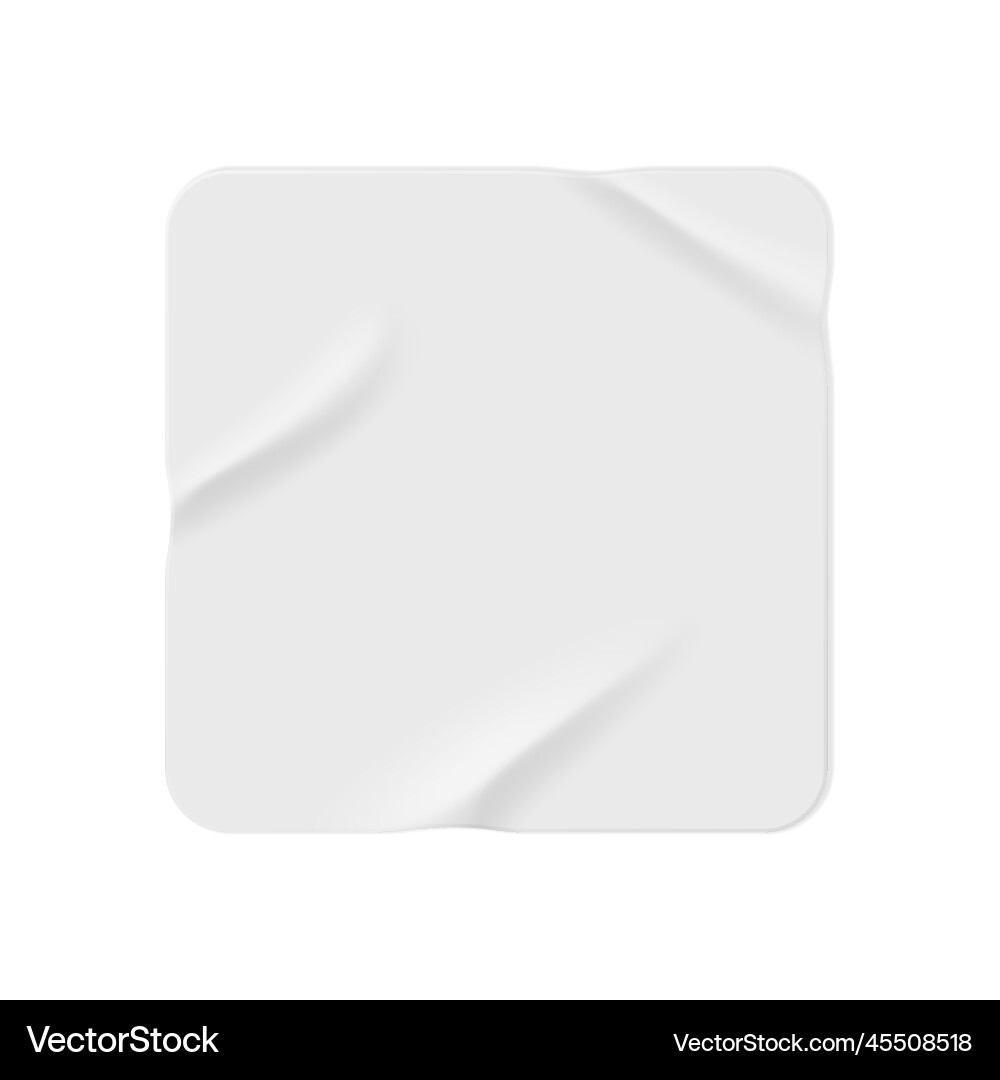 Colorless square wrinkled glued sticker Royalty Free Vector
