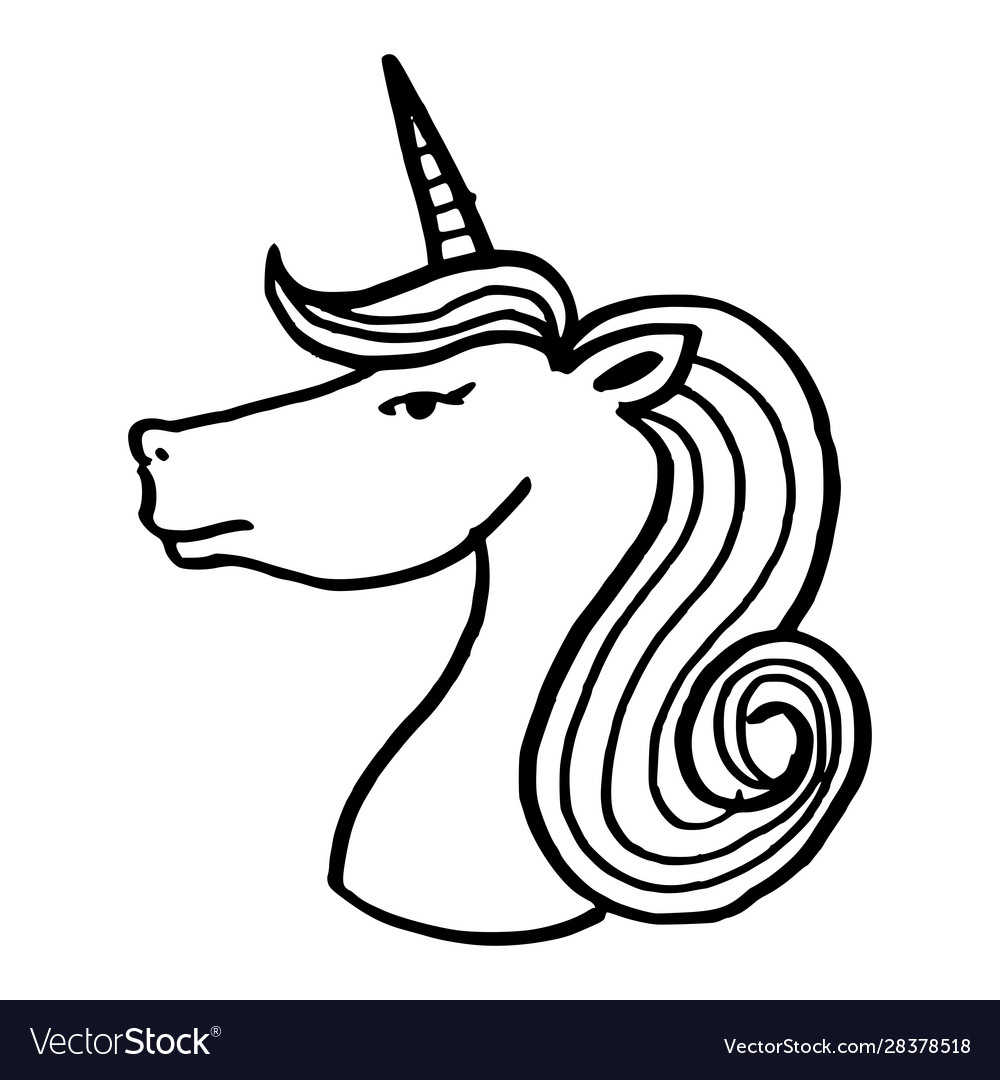 Doodle style hand drawn unicorn isolated Vector Image