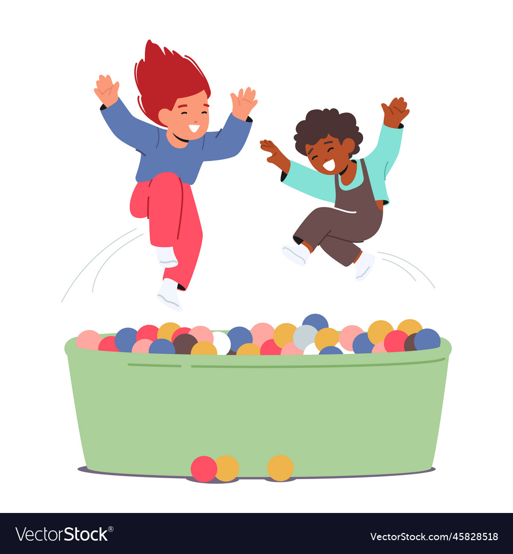 Happy joyful children playing and jumping in pool Vector Image