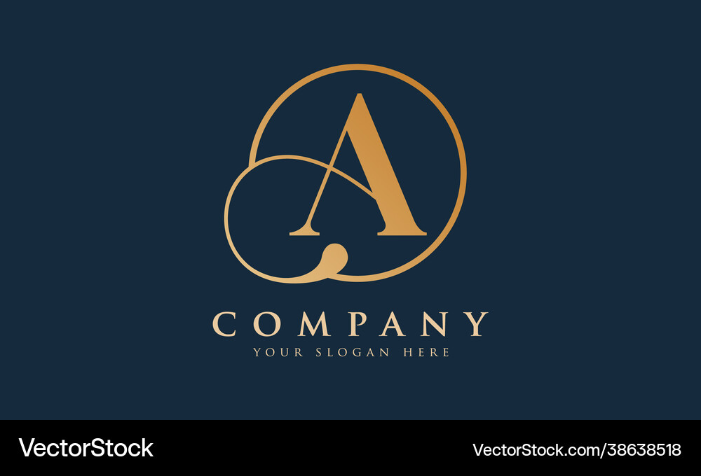 Initial a letter gold color with black background Vector Image