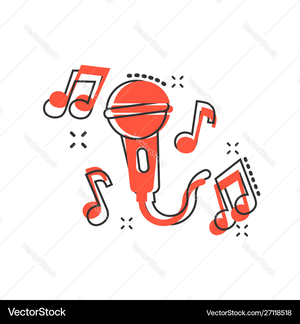 Karaoke music icon in comic style microphone Vector Image