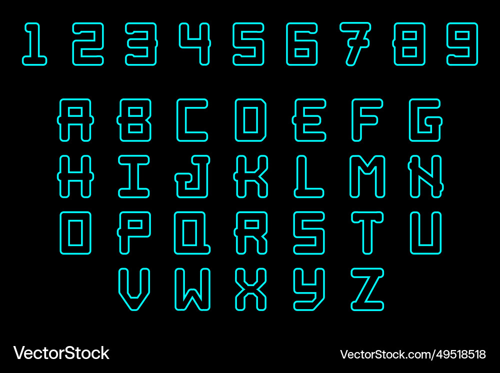 Modern outline contour letters Royalty Free Vector Image