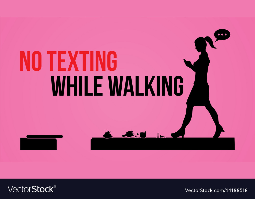 No texting while walking Royalty Free Vector Image