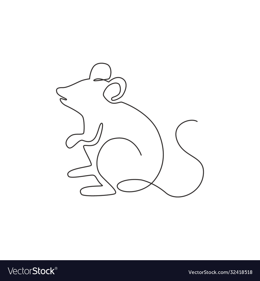 One continuous line drawing cute standing Vector Image