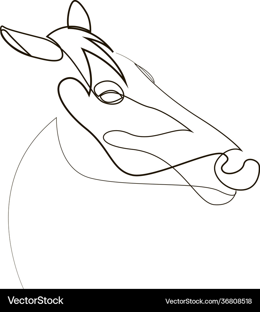 One line horse design silhouette hand drawn Vector Image