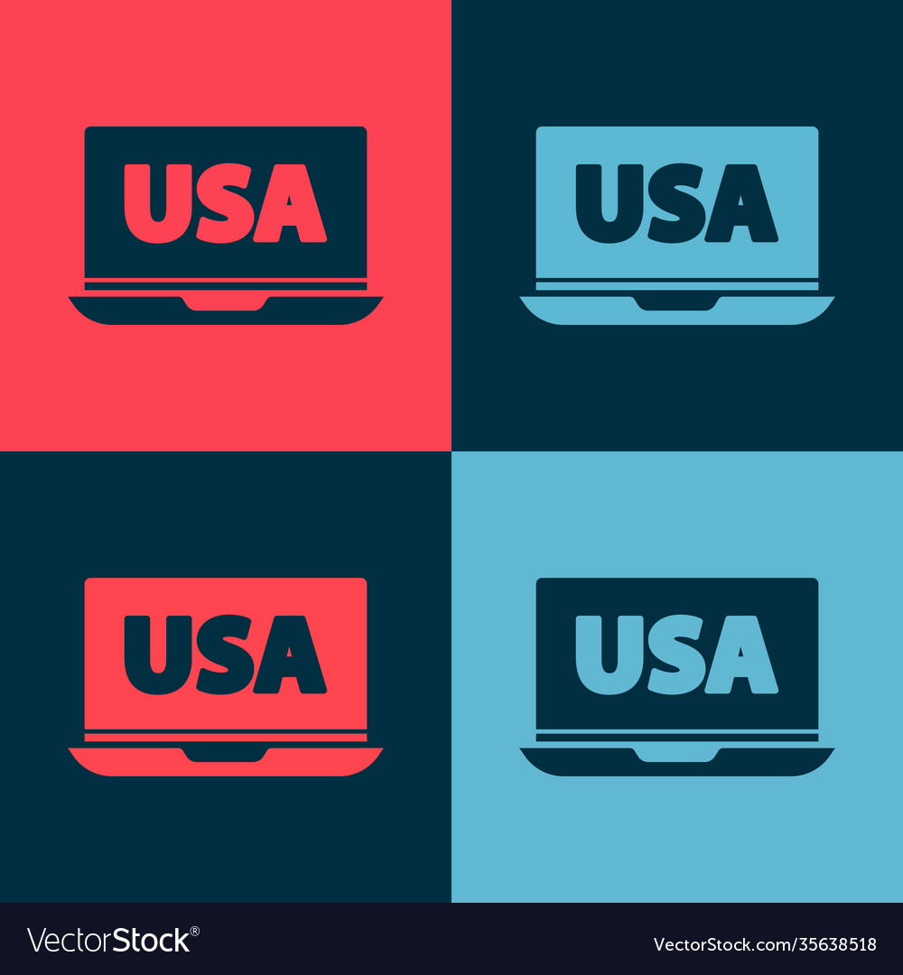 Pop art usa united states america on laptop Vector Image