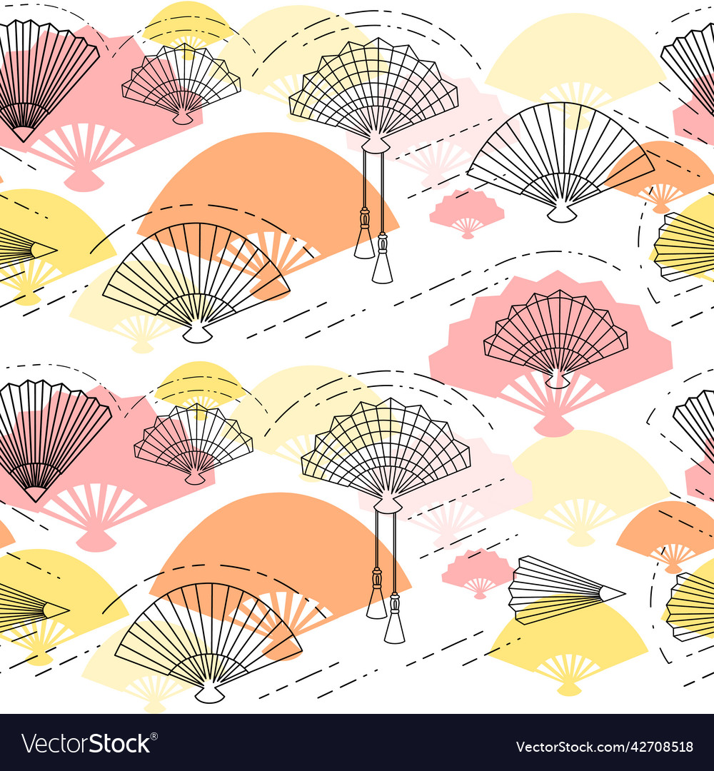 Seamless pattern of hand fan asian style vintage Vector Image