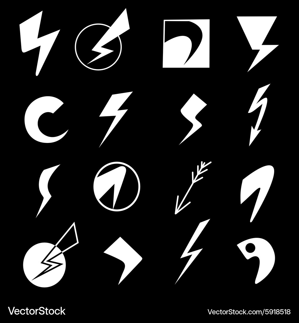 Set of lightning icons Royalty Free Vector Image