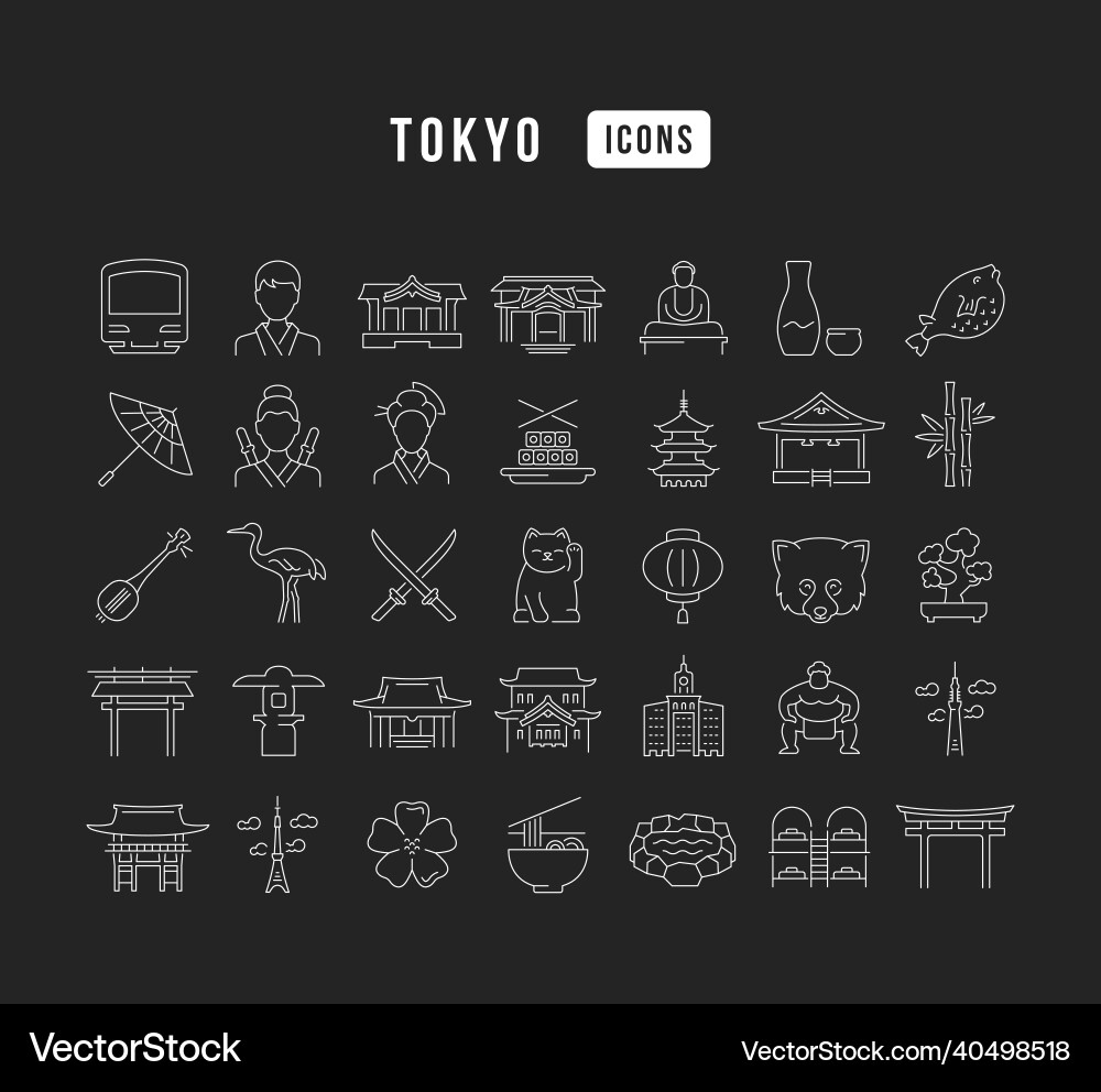 Set of linear icons tokyo Royalty Free Vector Image