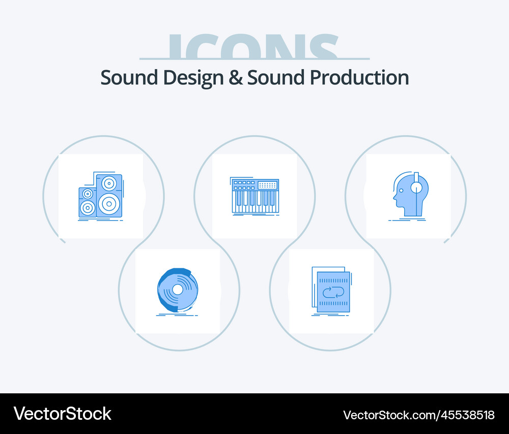 Sound design and production blue icon pack Vector Image