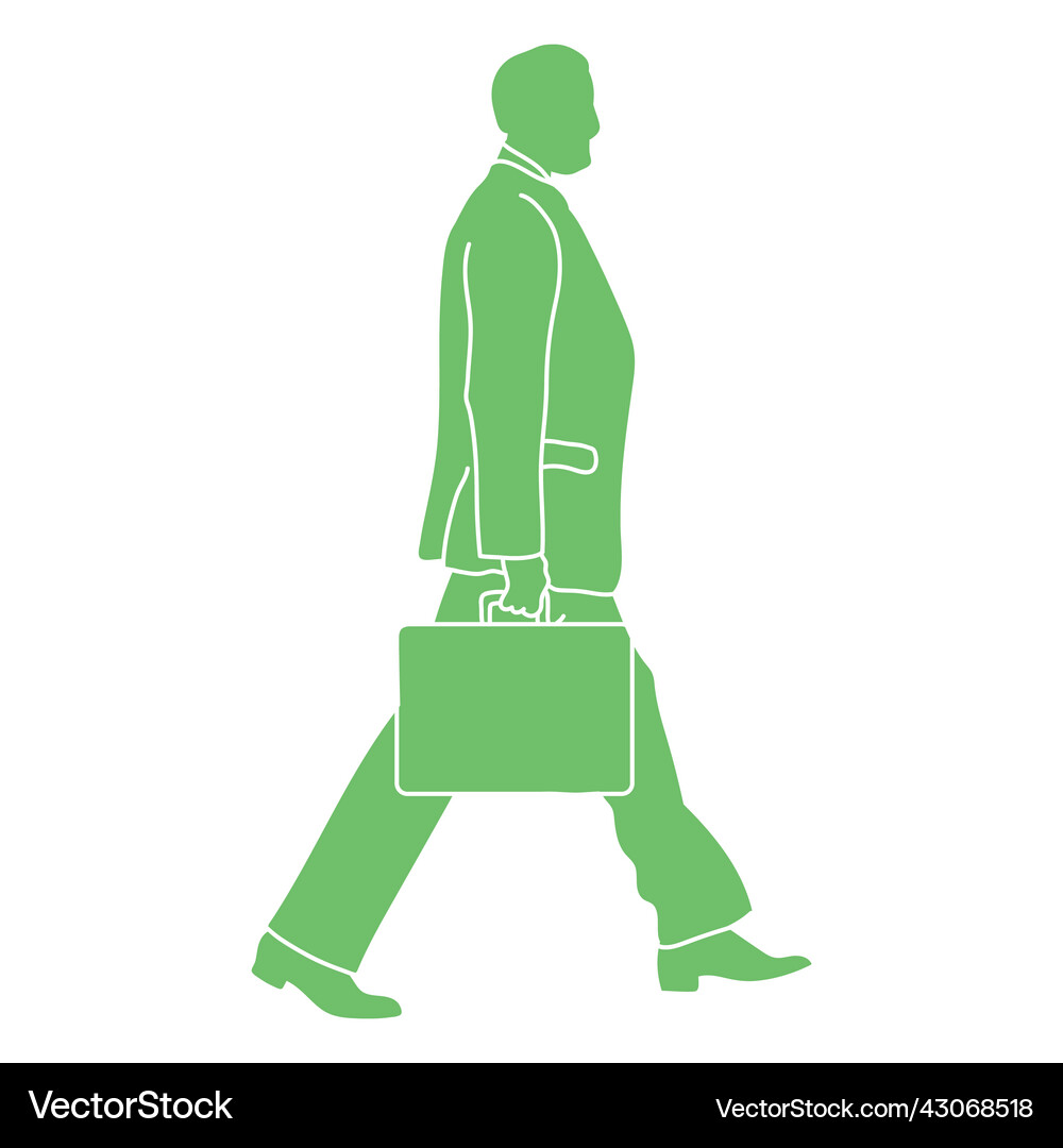 Walking man handbag silhouette Royalty Free Vector Image