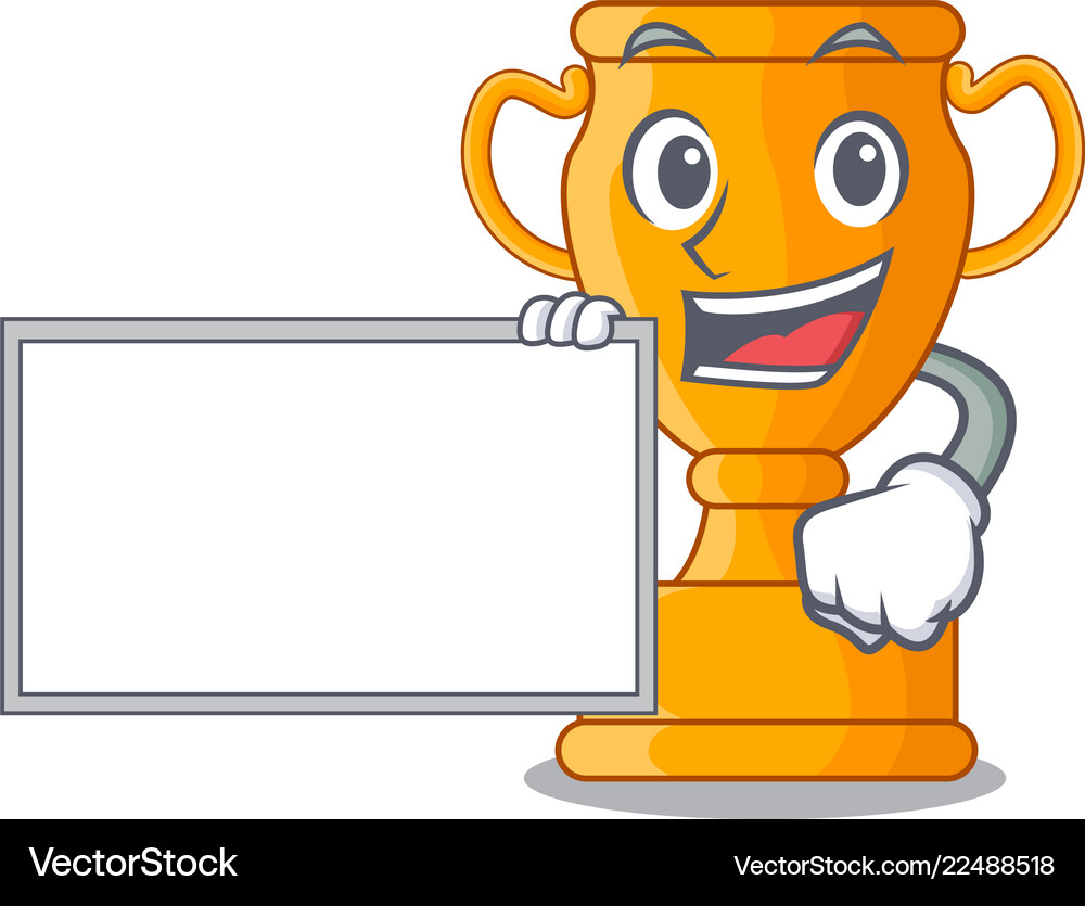 With board character gold trophy award Royalty Free Vector