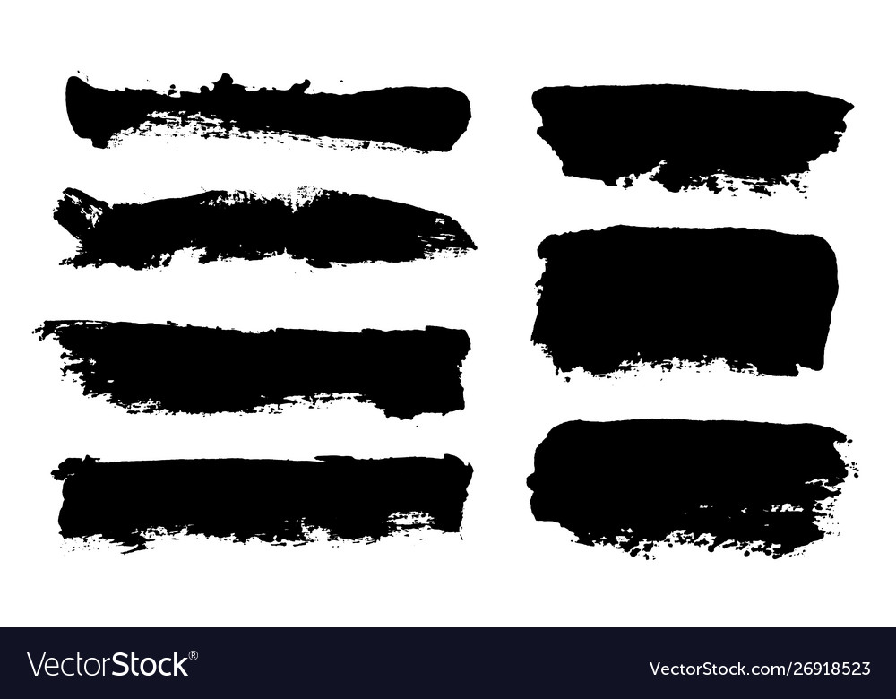 Brush strokes paintbrush set grunge Royalty Free Vector